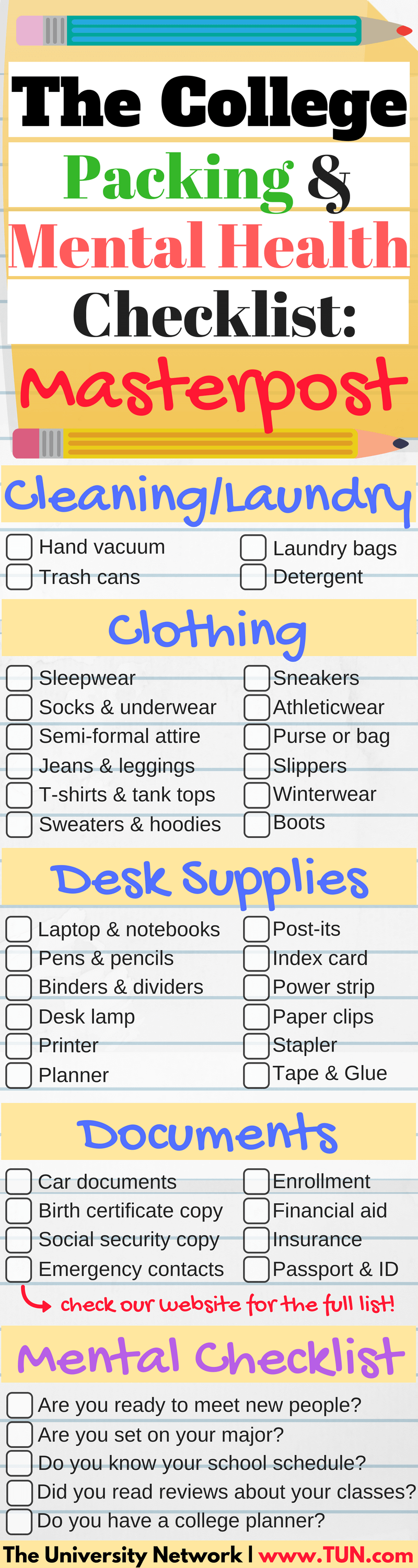The College Packing & Mental Health Checklist | The University Network