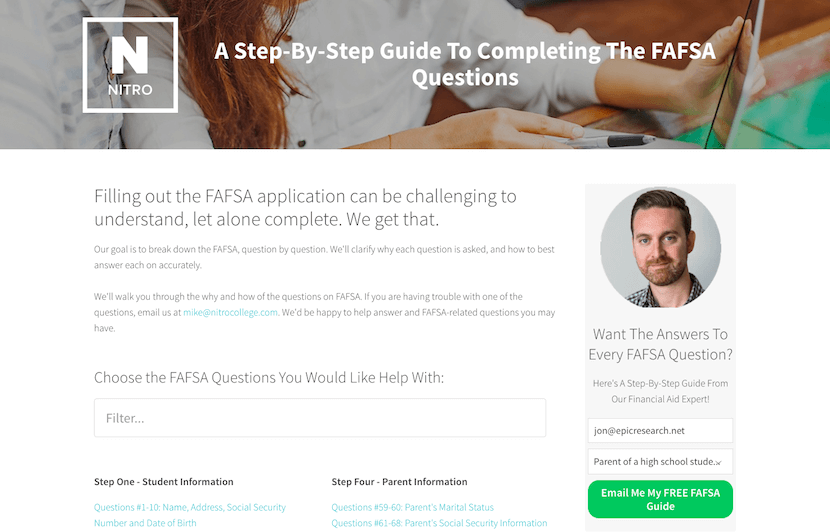 Nitro FAFSA Guide | The University Network