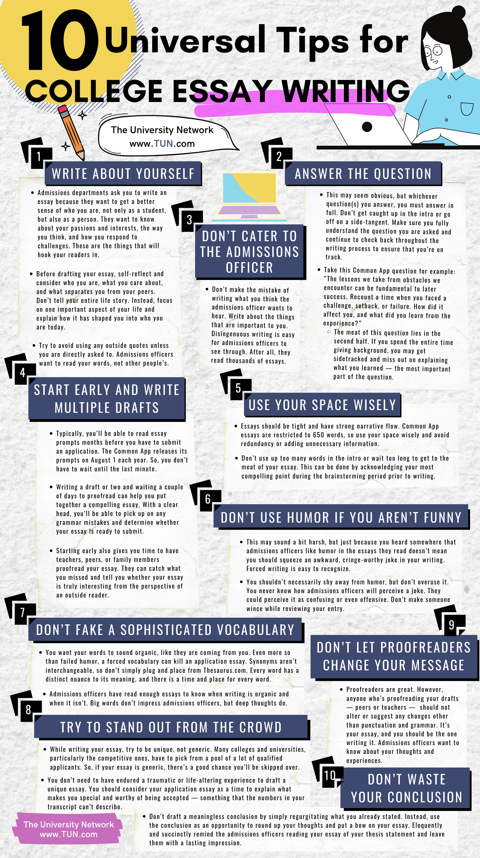 10 Universal Tips for College Essay Writing | TUN